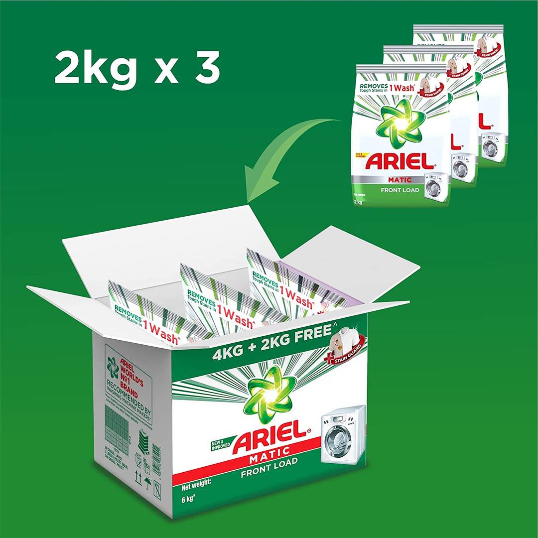 Ariel Matic Front Load Detergent Powder 4 kg (Get Extra 2 kg Free ...